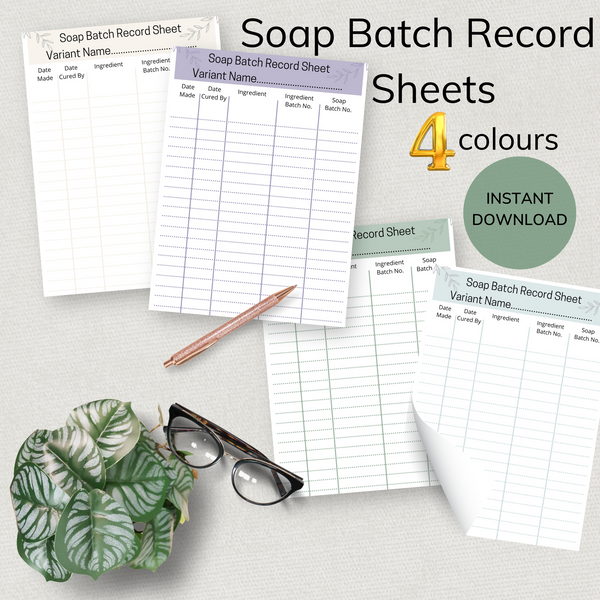 A4 Soap Batch Record Sheets - Printable INSTANT DOWNLOAD - The Soap Coach